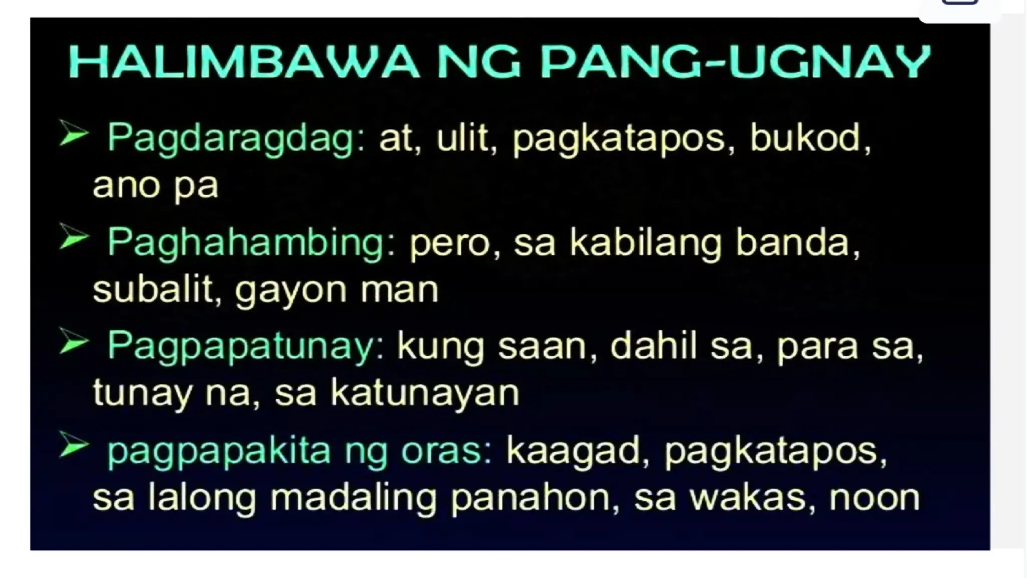 PAGSASALAYSAY NA GINAGAMITAN NG PANG-UGNAY.pptx