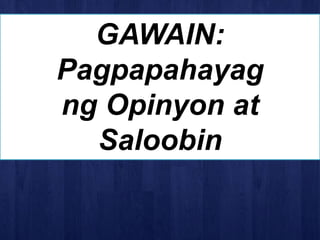 Pang ugnay, Pagpapahayag ng saloobin | PPTX