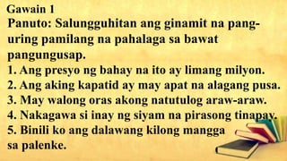 Pang-uring Pamilang-Pahalaga/Palansak -5 | PPTX