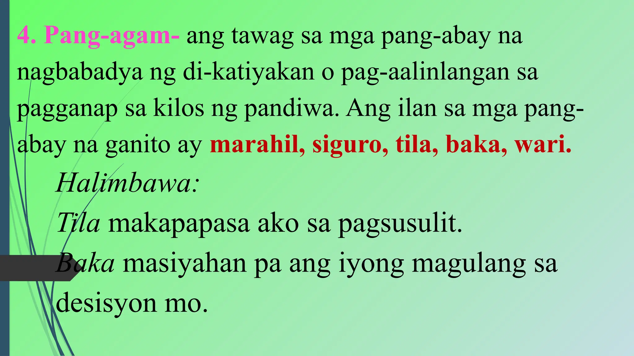 kahulugan ng pang-abay mga uri ng pang-abay at mga halimbawa ng pang ...
