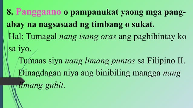 kahulugan ng pang-abay mga uri ng pang-abay at mga halimbawa ng pang ...