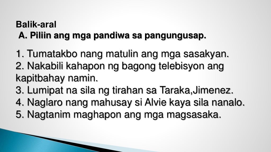 Types Of Pang Abay