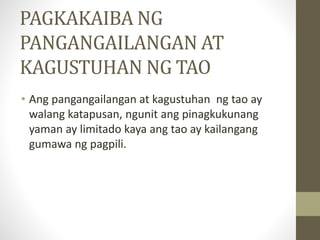Pangangailangan at kagustuhan ng tao | PPTX