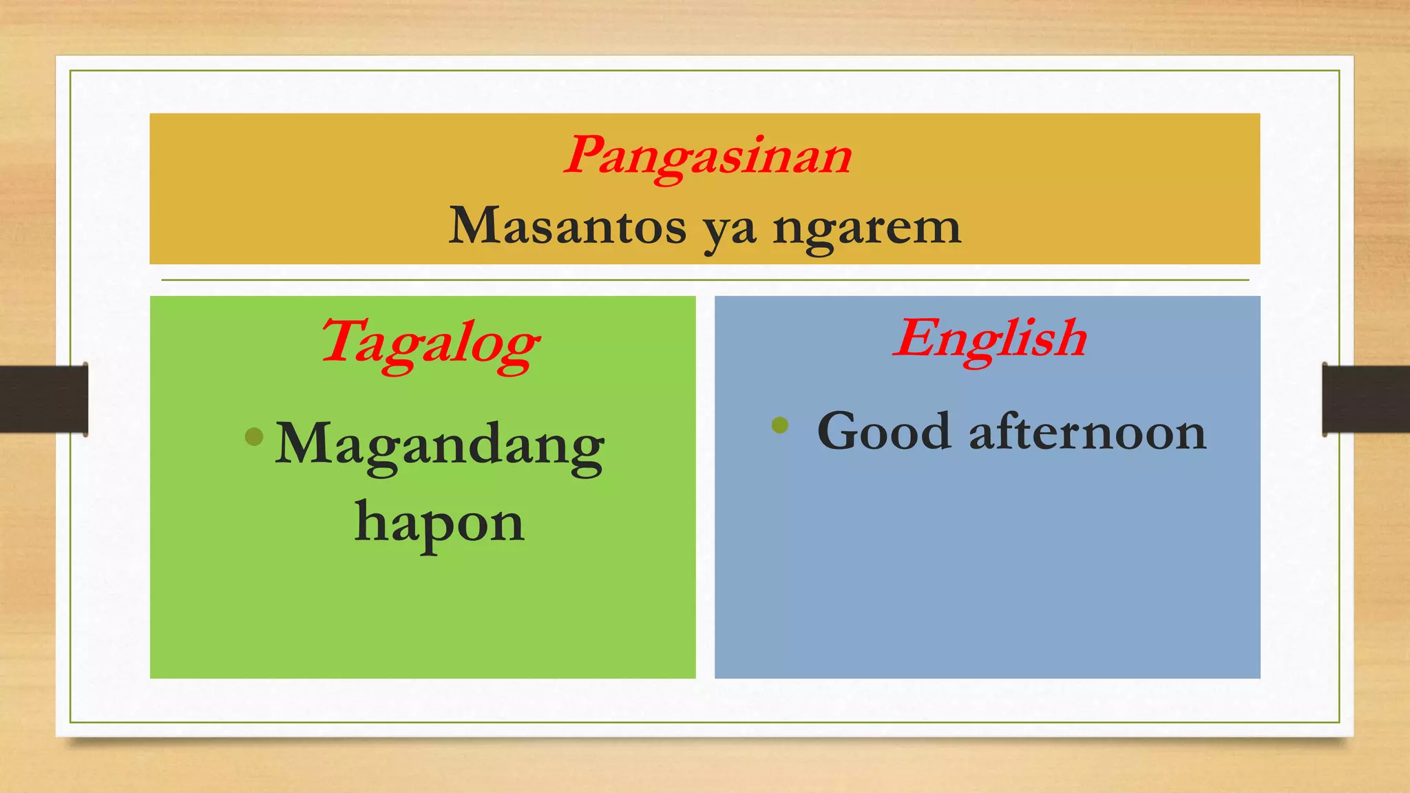 Pangasinan Tagalog-English Translation | PPTX