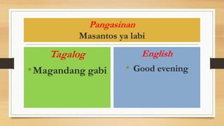 Pangasinan Tagalog-English Translation | PPTX
