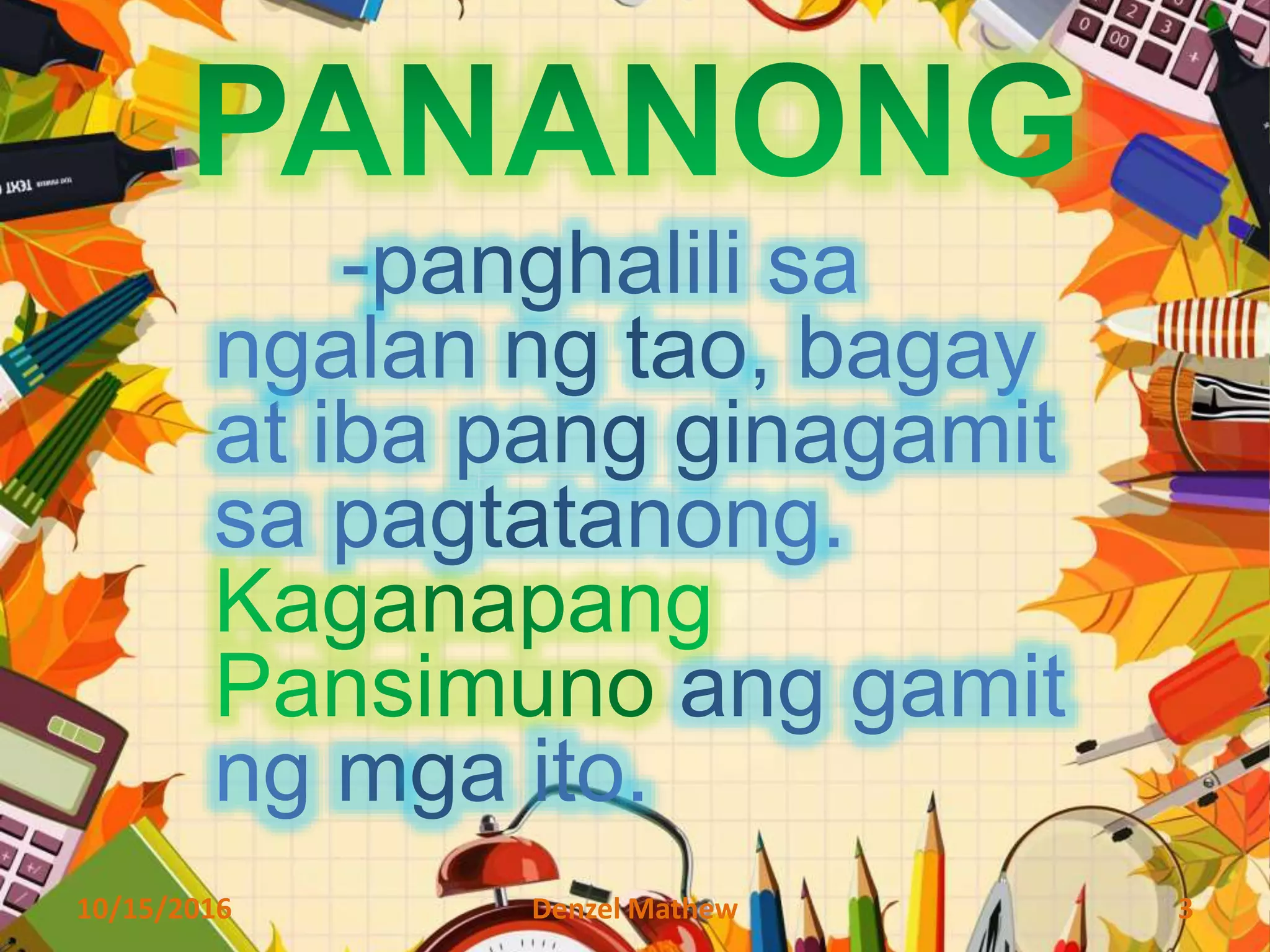 Panghalip - Pananong at Panaklaw | PPTX