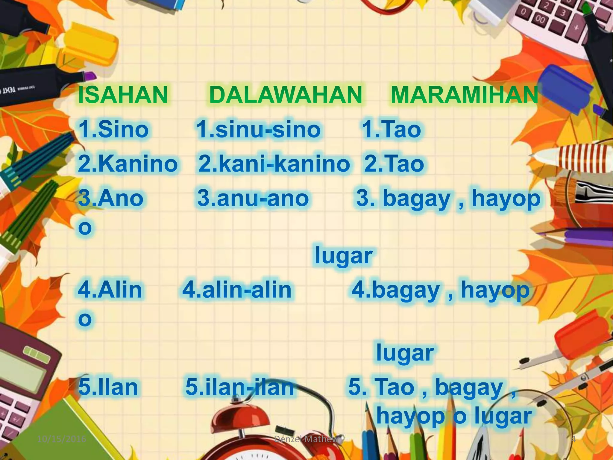 Panghalip - Pananong at Panaklaw | PPTX