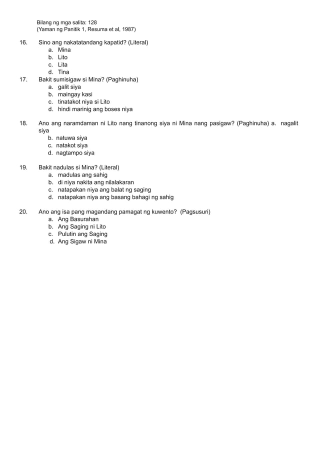 Pangkatang Pagtatasa sa Pagbasa Grade 4.docx