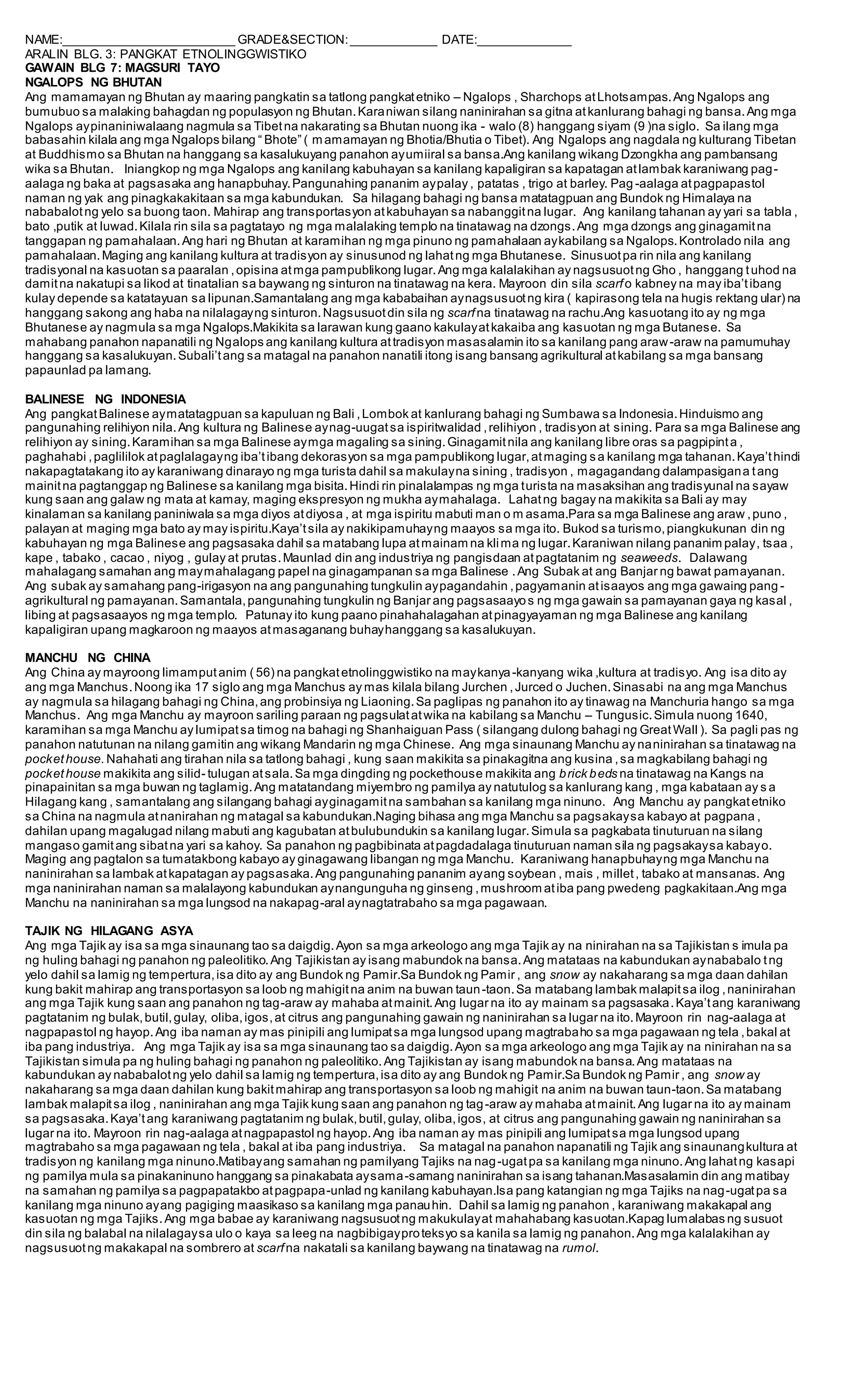 Pangkat etnolinggwistiko modules | DOCX