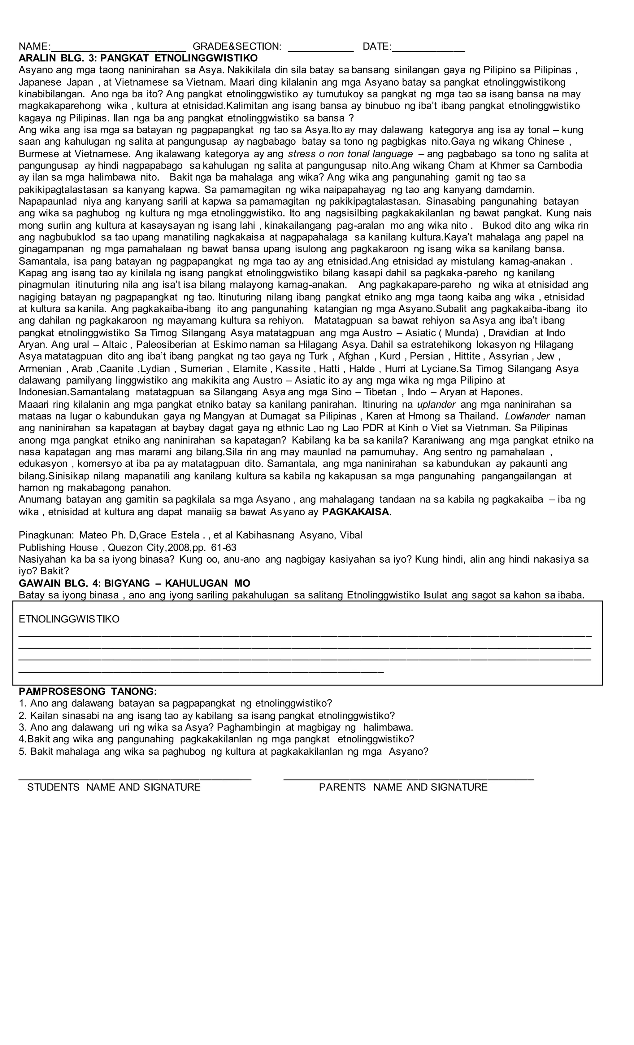 Pangkat etnolinggwistiko modules | DOCX