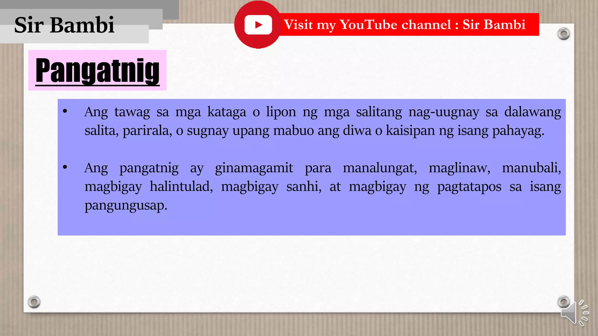 Pangngatnig || Panlinaw ||Panubali II Paninsay || Pamukod || Pananhi ...