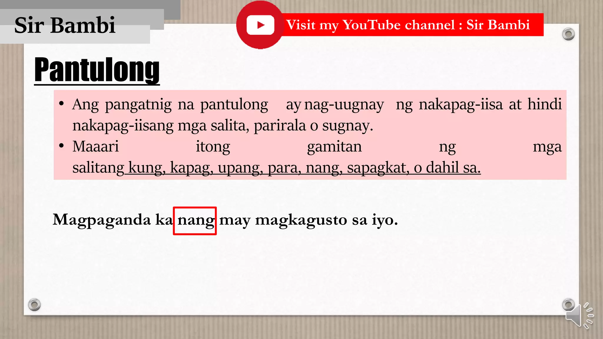 Pangngatnig || Panlinaw ||Panubali II Paninsay || Pamukod || Pananhi ...