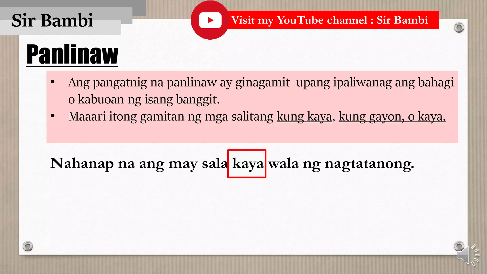 Pangngatnig || Panlinaw ||Panubali II Paninsay || Pamukod || Pananhi ...