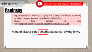 Pangngatnig || Panlinaw ||Panubali II Paninsay || Pamukod || Pananhi ...