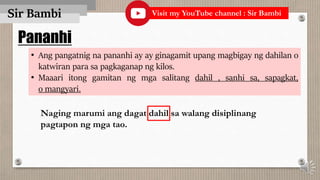 Pangngatnig || Panlinaw ||Panubali II Paninsay || Pamukod || Pananhi ...