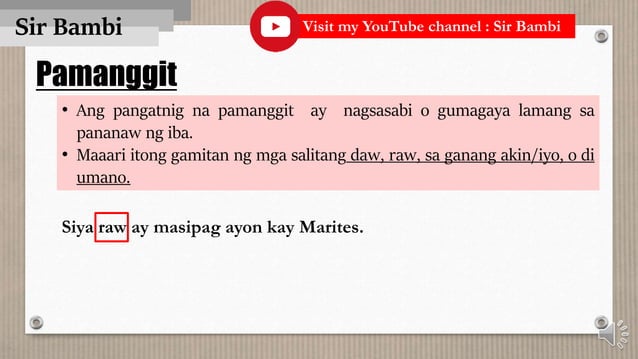 Pangngatnig || Panlinaw ||Panubali II Paninsay || Pamukod || Pananhi ...