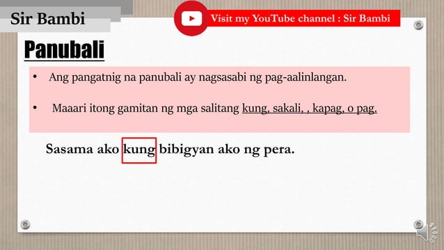 Pangngatnig || Panlinaw ||Panubali II Paninsay || Pamukod || Pananhi ...