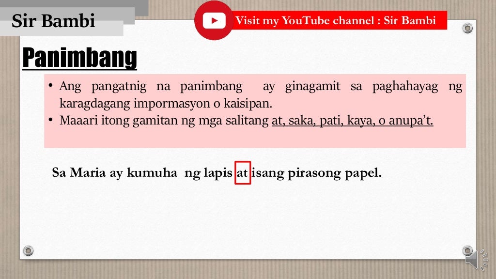 Pangngatnig || Panlinaw ||Panubali II Paninsay || Pamukod || Pananhi