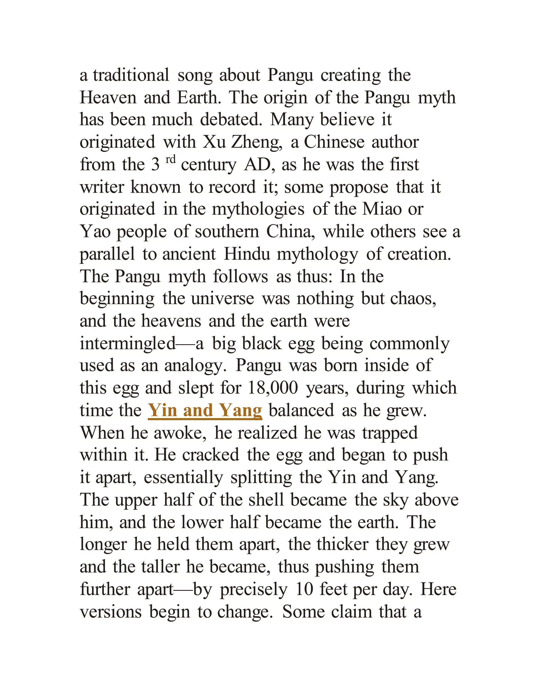 Pangu and the chinese creation story . | DOCX