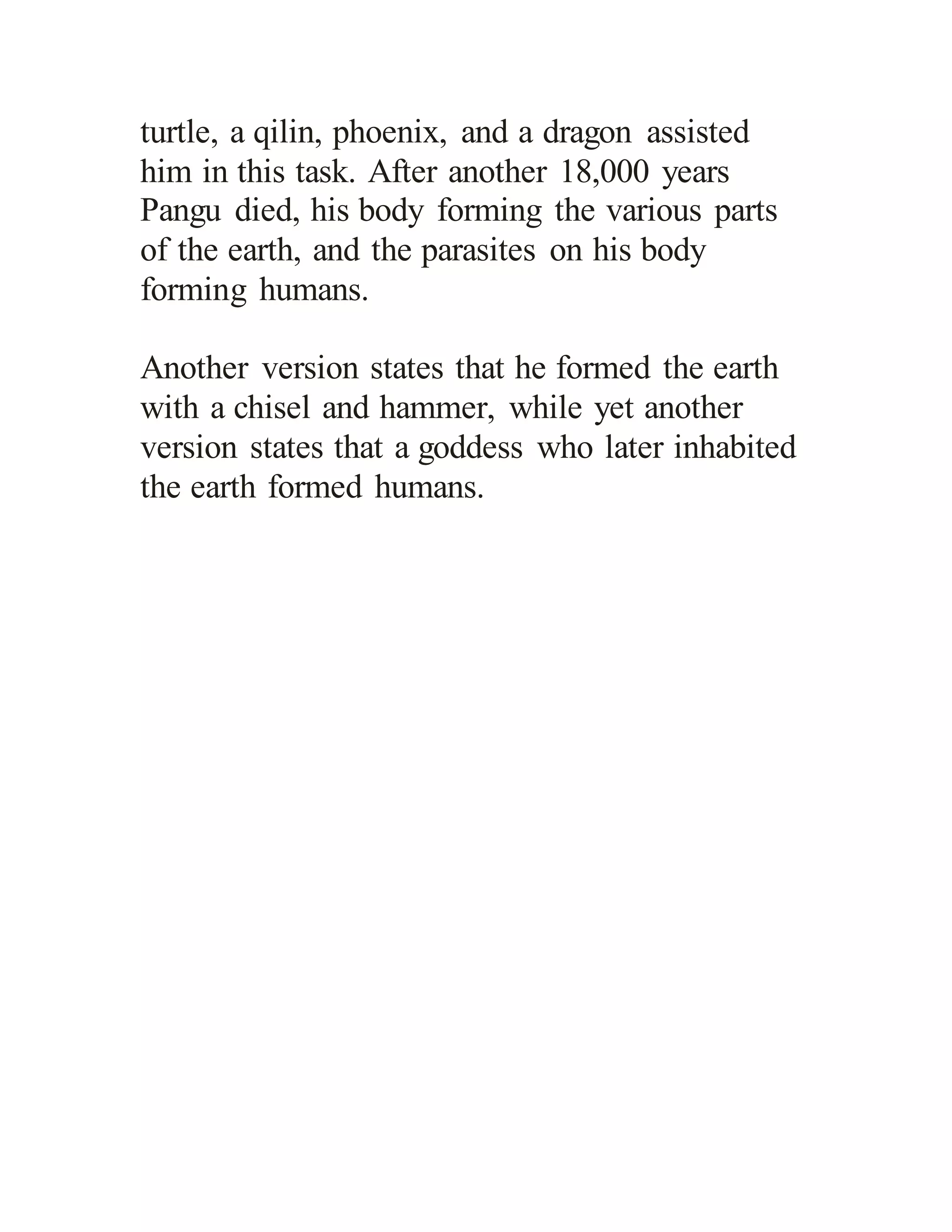 Pangu and the chinese creation story . | DOCX