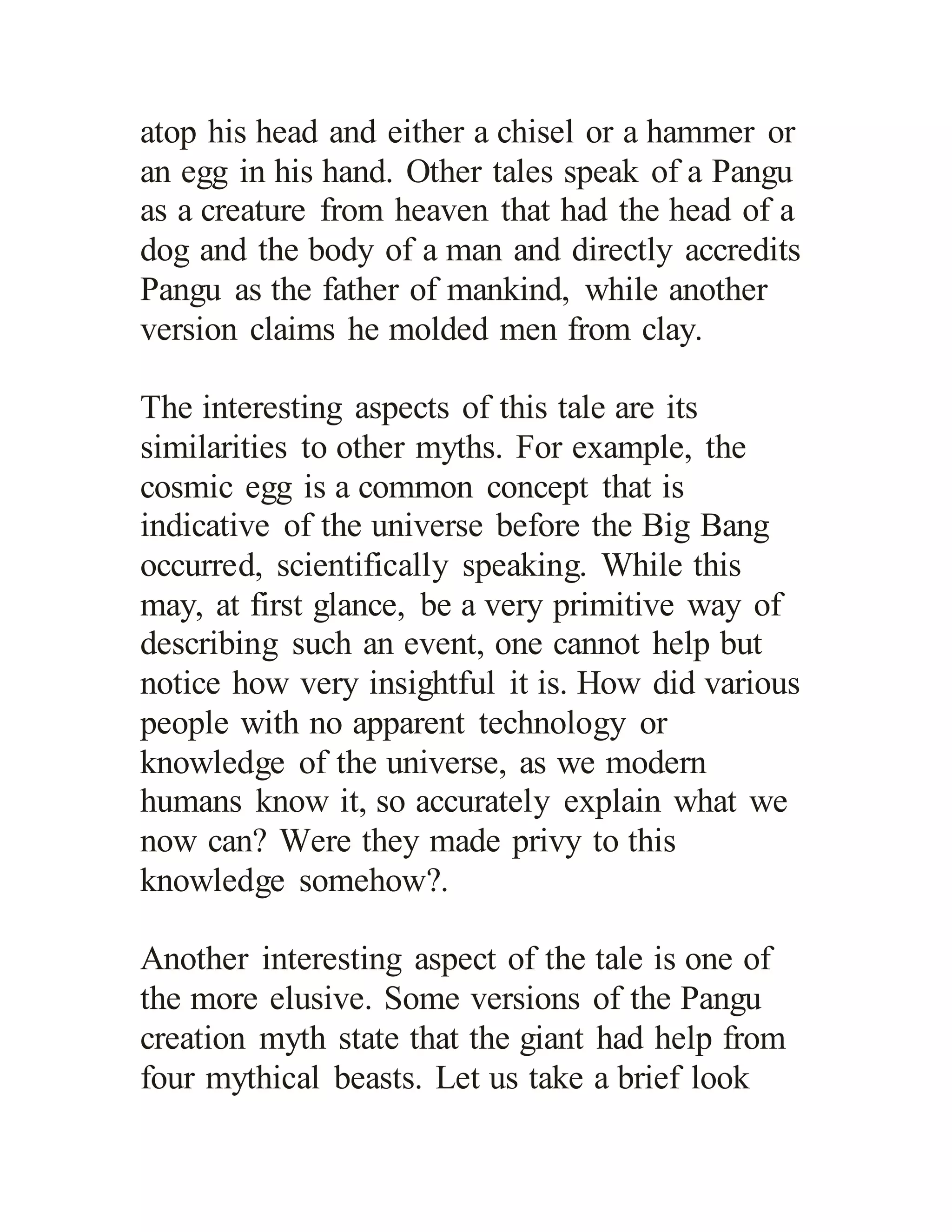 Pangu and the chinese creation story . | DOCX | Geology | Science