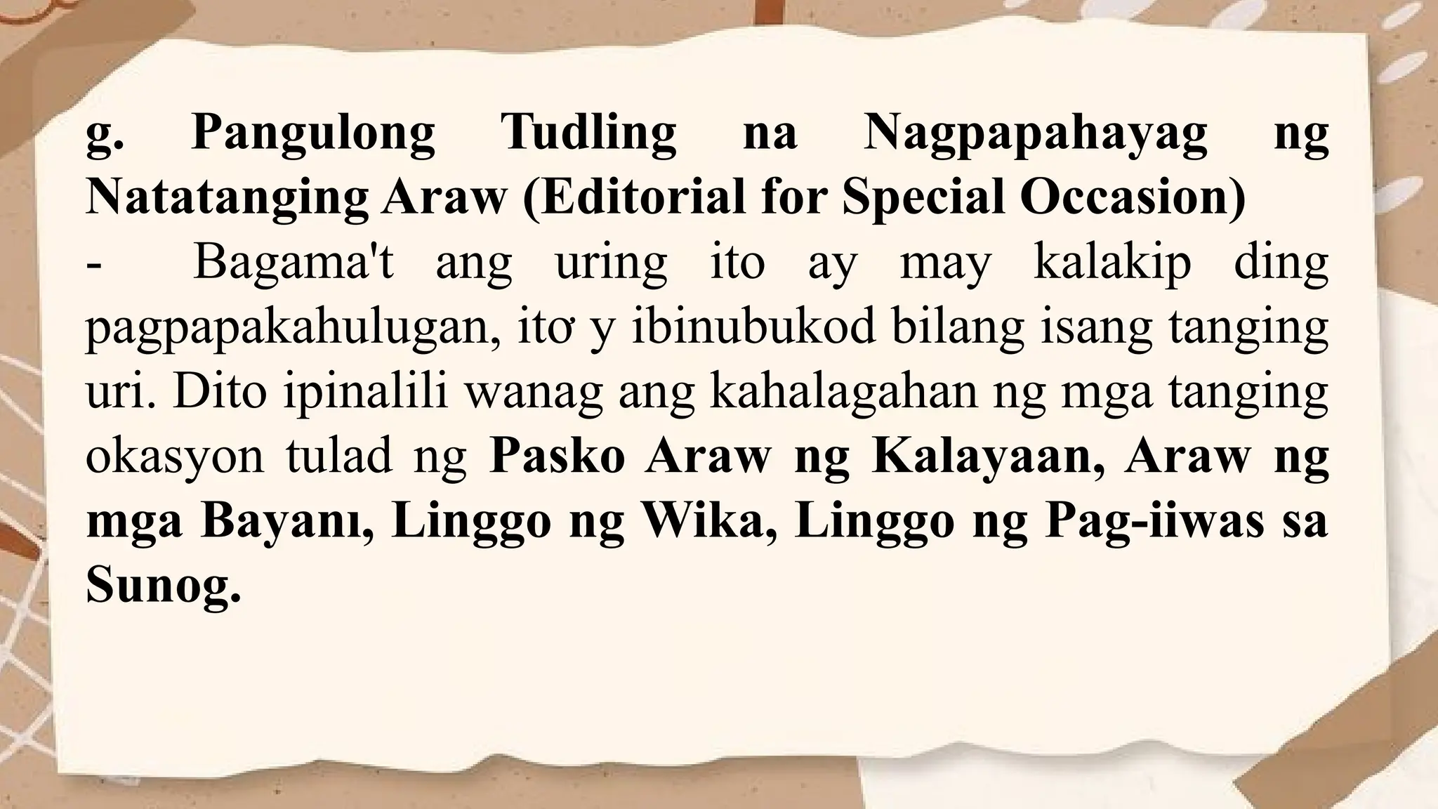 YUNIT V - PAGSULAT NG PANGULONG-TUDLING O EDITORYAL | PPTX