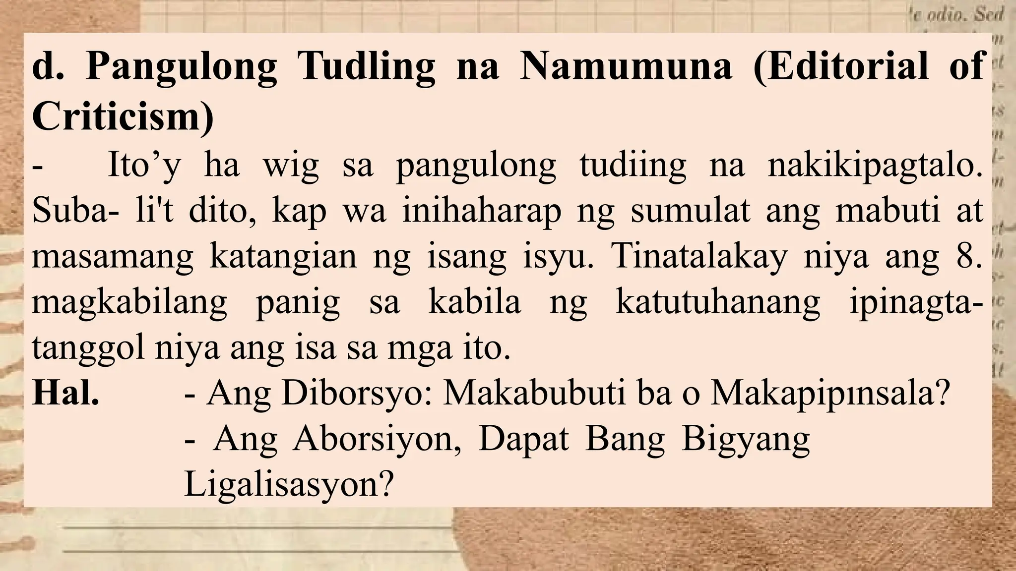 YUNIT V - PAGSULAT NG PANGULONG-TUDLING O EDITORYAL | PPTX