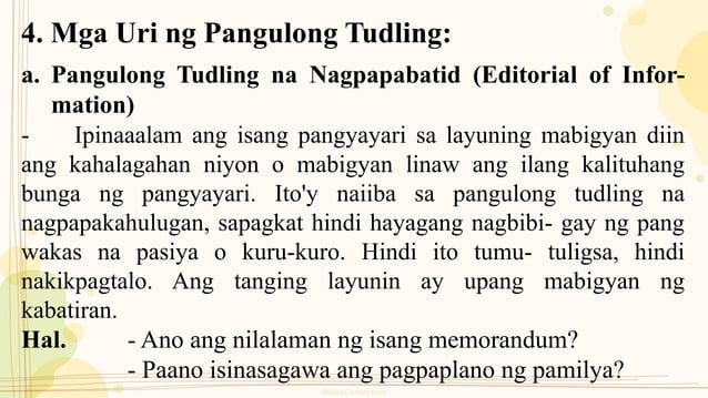 YUNIT V - PAGSULAT NG PANGULONG-TUDLING O EDITORYAL | PPTX