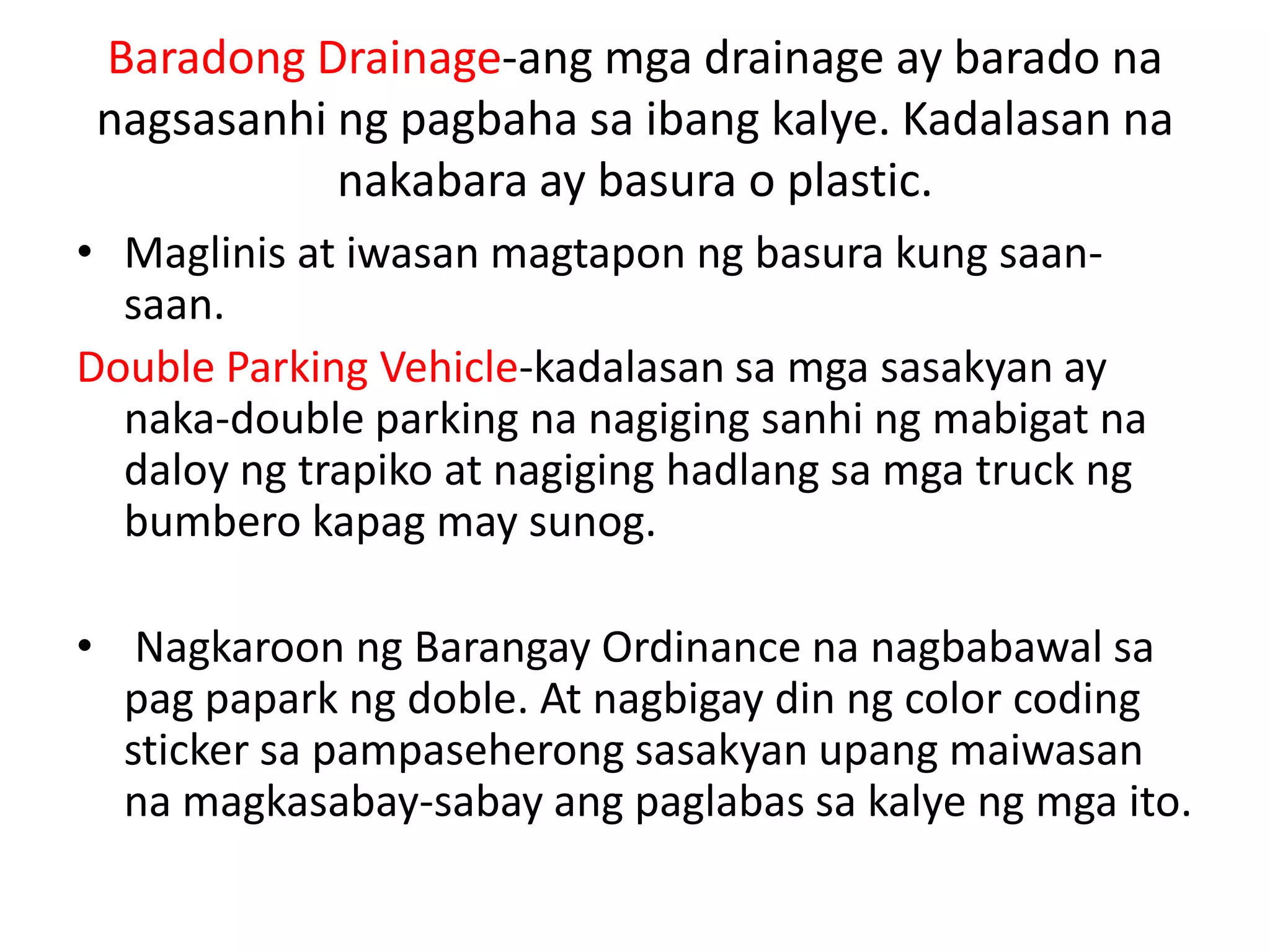 Pangunahing problema sa aking barangay | PPTX