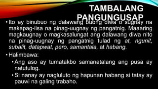 Pangungusap: mga halimbawa, bahagi, Kayarian, ayos, at iba pa. | PPTX