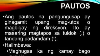 Pangungusap: mga halimbawa, bahagi, Kayarian, ayos, at iba pa. | PPTX