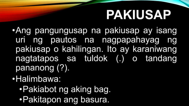 Pangungusap: mga halimbawa, bahagi, Kayarian, ayos, at iba pa. | PPTX