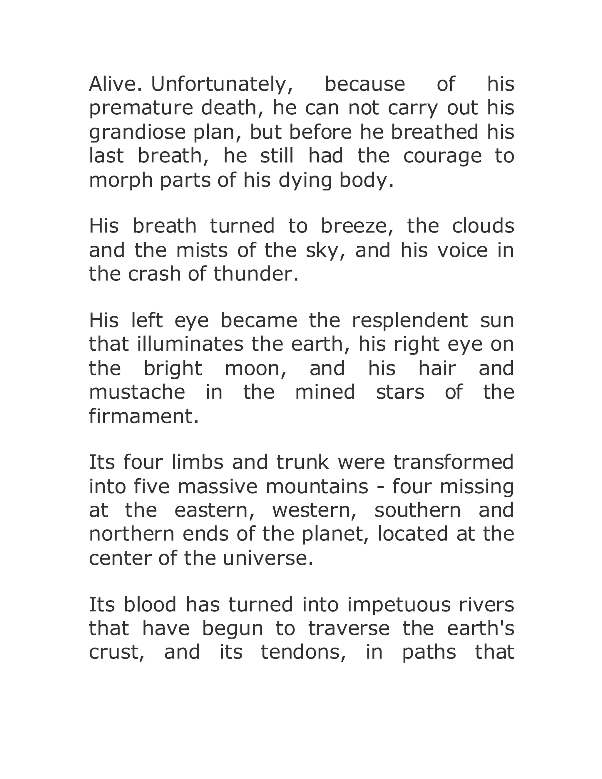 Pan gu, the creator of the universe chinese myth of creation . | DOCX