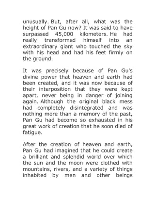 Pan gu, the creator of the universe chinese myth of creation . | DOCX