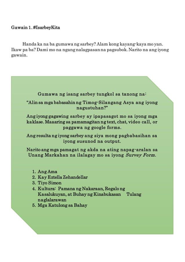 Pangwakas na output sa filipino 9 unang markahan | DOCX