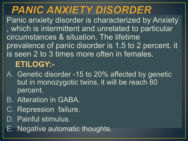 Panic anxiety disorder | PPTX