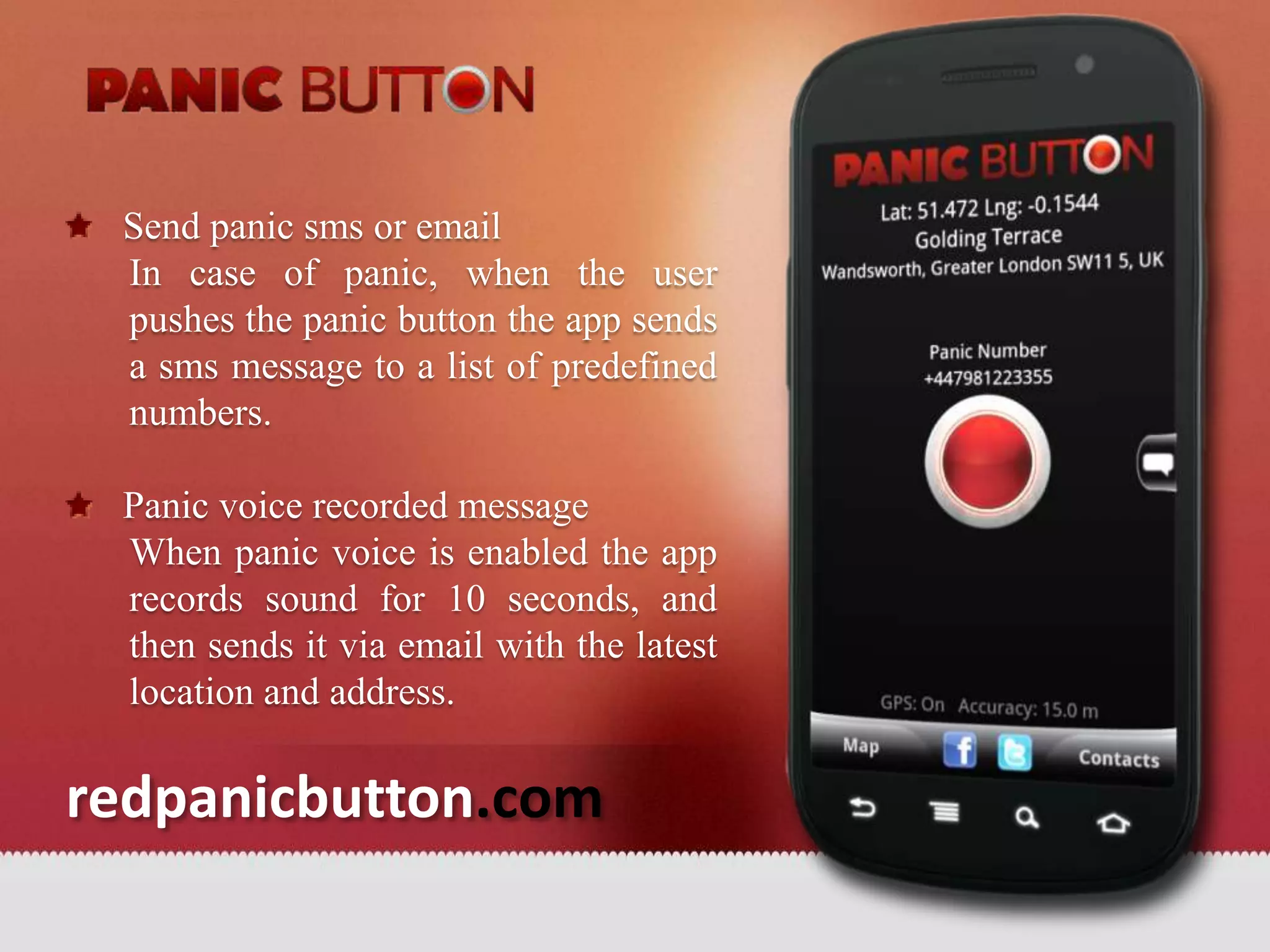Red panic Button Emergency App for iPhone & Android | PPT