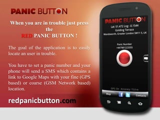 Red panic Button Emergency App for iPhone & Android | PPTX | First Aid | Injuries
