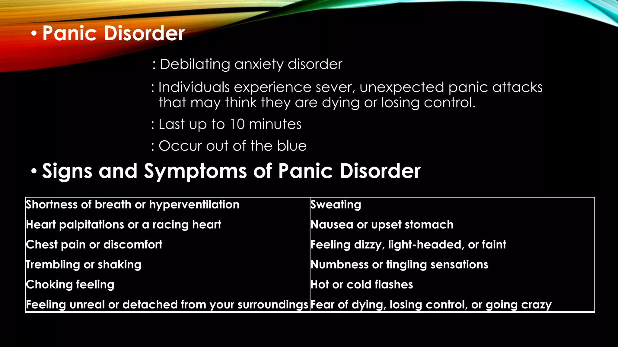 Panic disorder and agoraphobia | PPTX