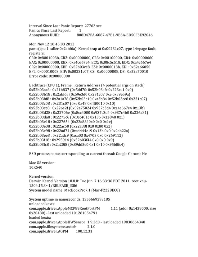 Panic report 121112 | PDF