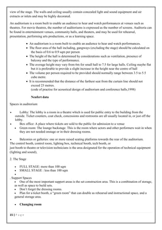 report of dance, drama and music academy and auditorium | PDF