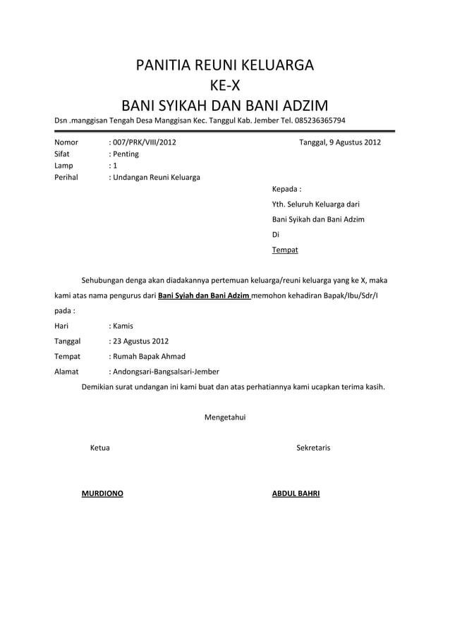 Panitia reuni keluarga | DOCX