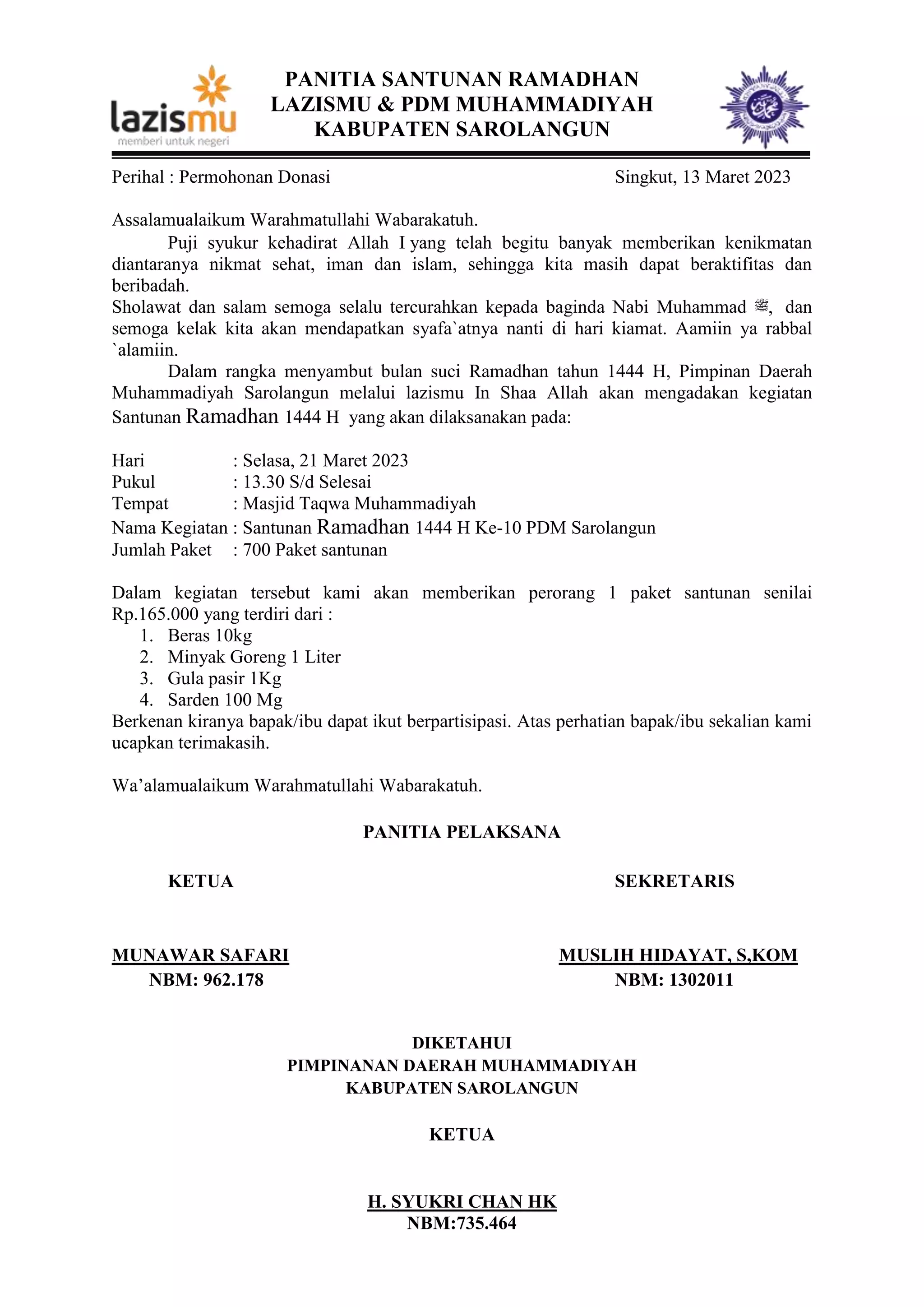 PANITIA SANTUNAN RAMADHAN | DOCX