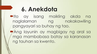 panitikan, kahulugan, mga uri at mga halimbawa | PPTX