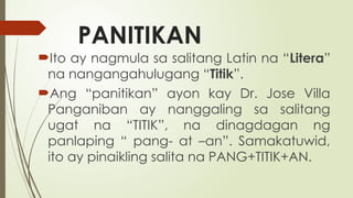 panitikan, kahulugan, mga uri at mga halimbawa | PPTX
