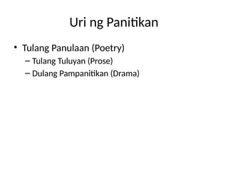 Panitikan : Filipino ; PowerPoint Presentation | PPTX