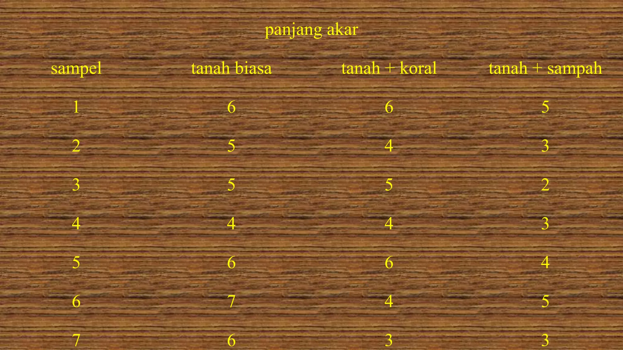 Panjang akar kacang panjang dengan media tanam yang berbeda | PPT