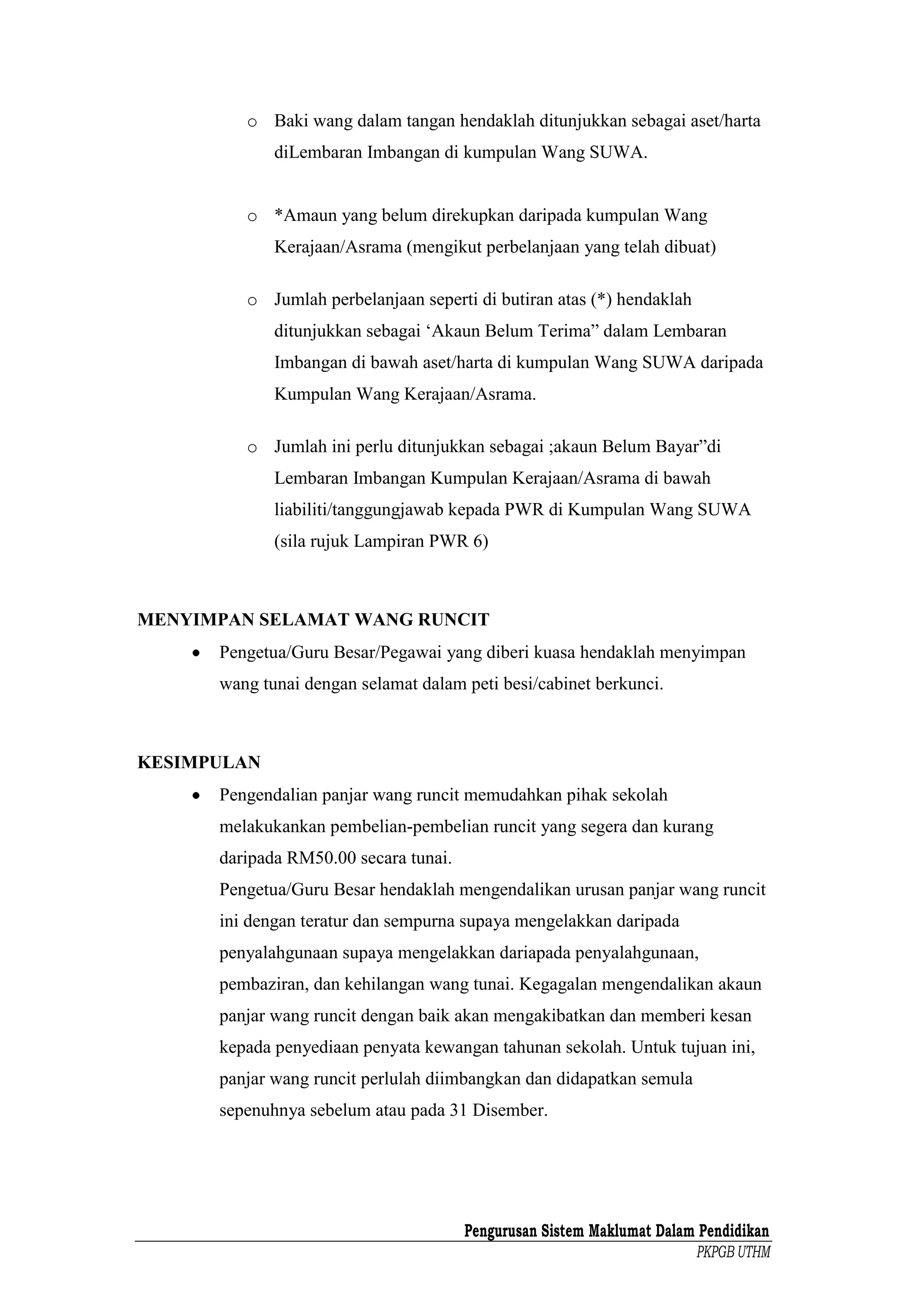 Panjar wang runcit | DOCX