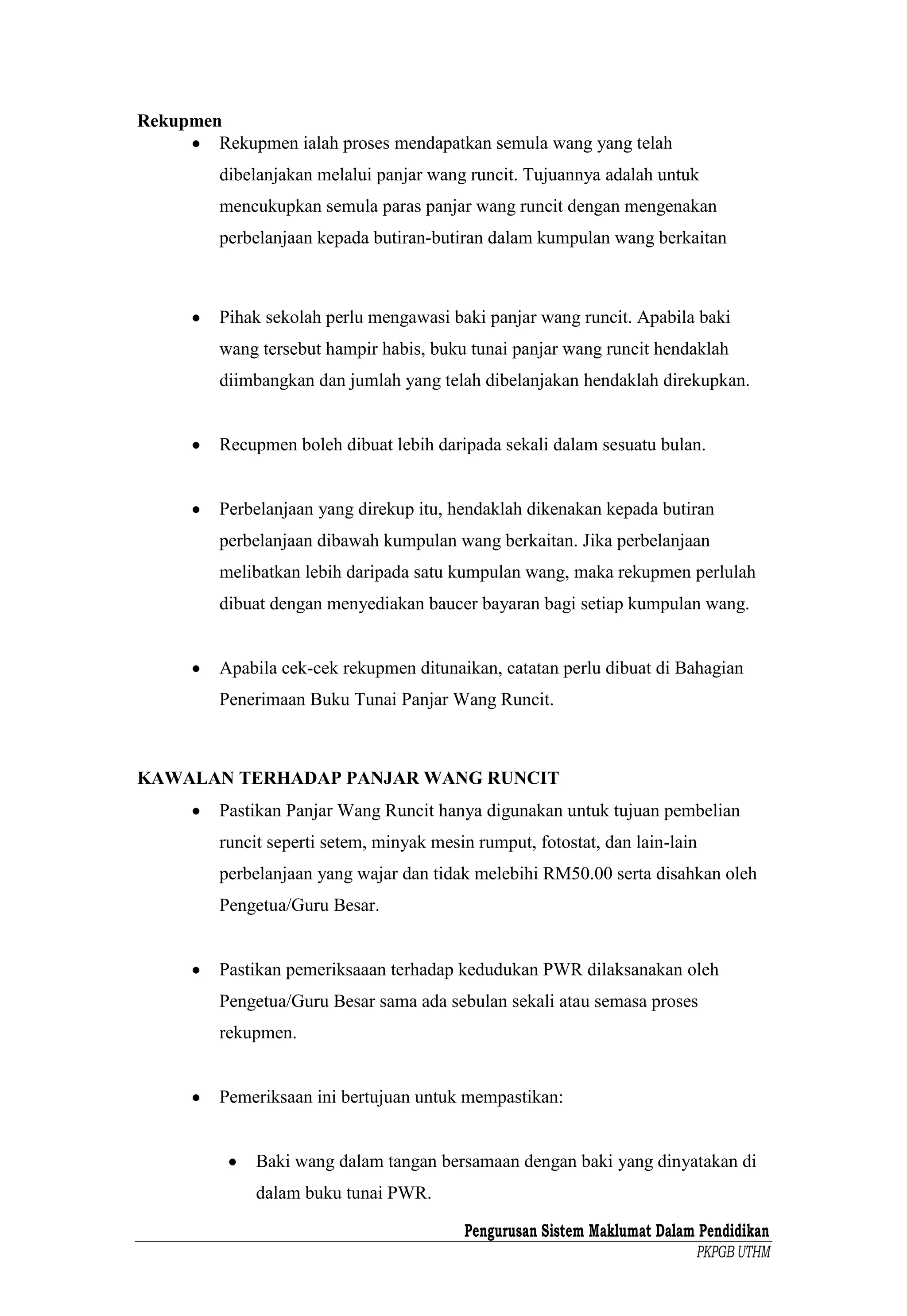 Panjar wang runcit | DOCX