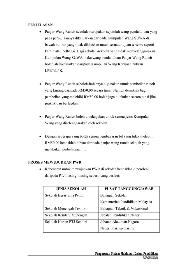 Panjar wang runcit | DOCX